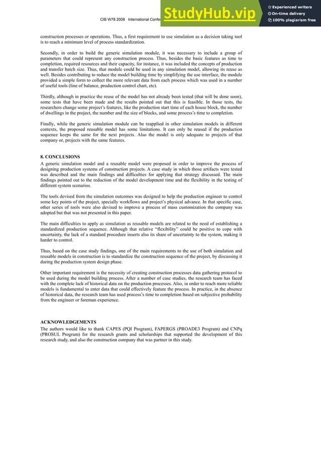 A PROPOSAL FOR REUSING SIMULATION MODELS IN THE DESIGN OF PRODUCTION SYSTEMS IN CONSTRUCTION | PDF