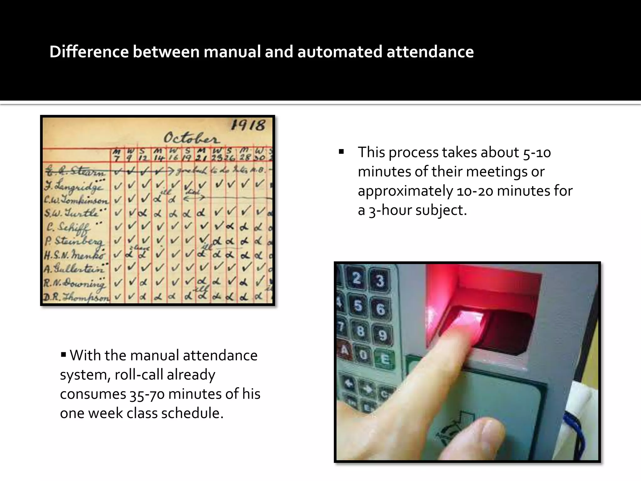 A proposal for the automation of attendance system | PPTX