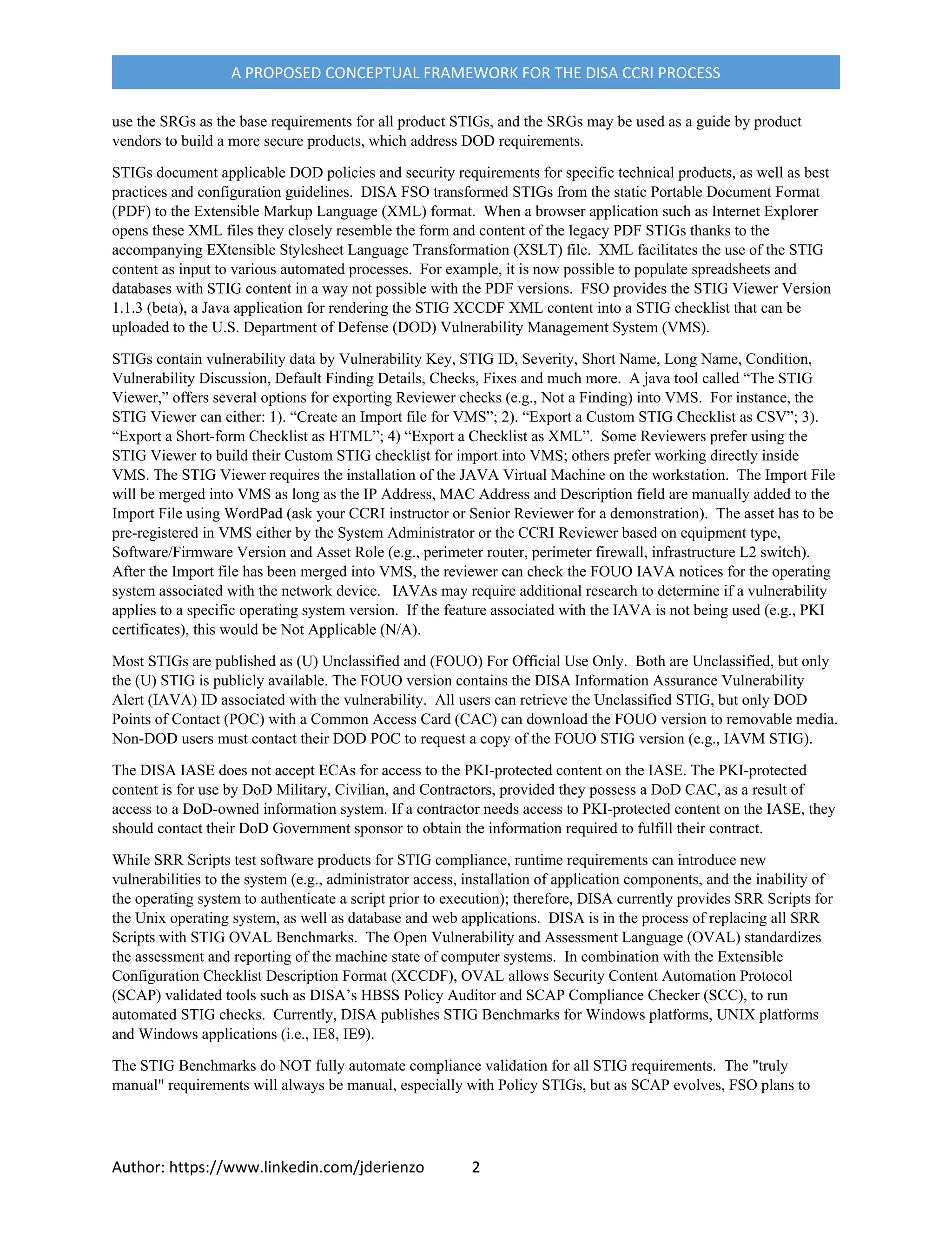 Information Assurance, A DISA CCRI Conceptual Framework | PDF