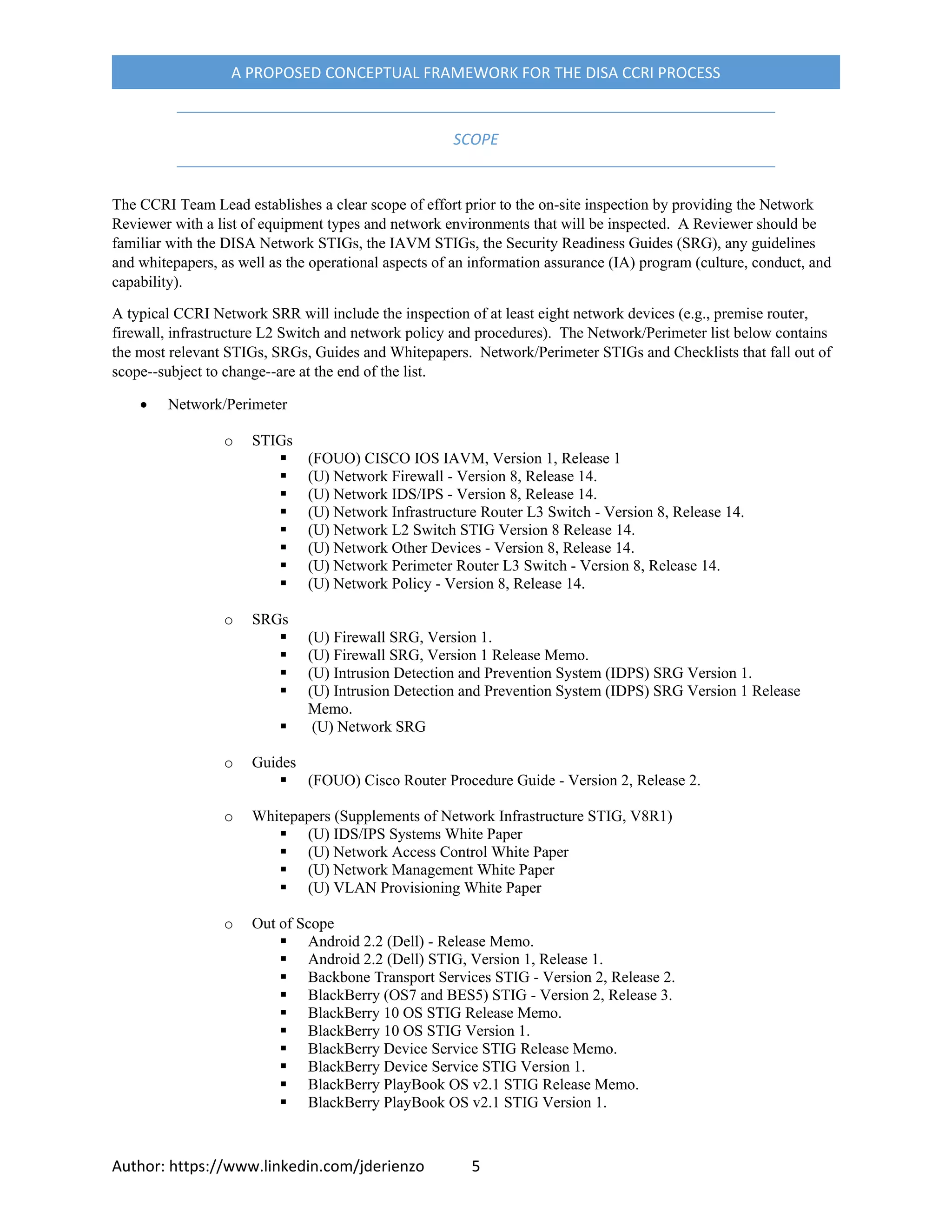 Information Assurance, A DISA CCRI Conceptual Framework | PDF