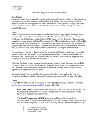 Major in Social Entrepreneurship Proposal | PDF