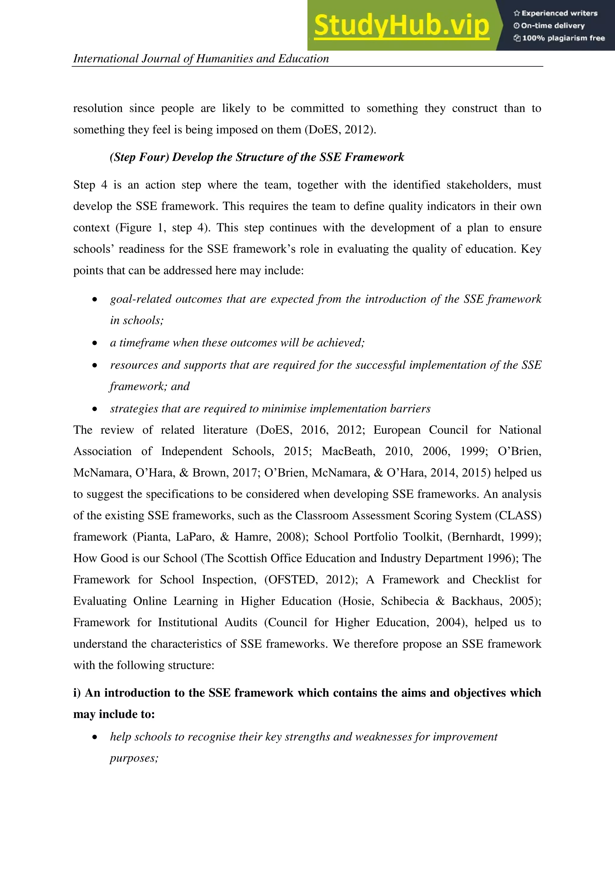 A Proposed Process Model For Developing A School Self-Evaluation Framework | PDF