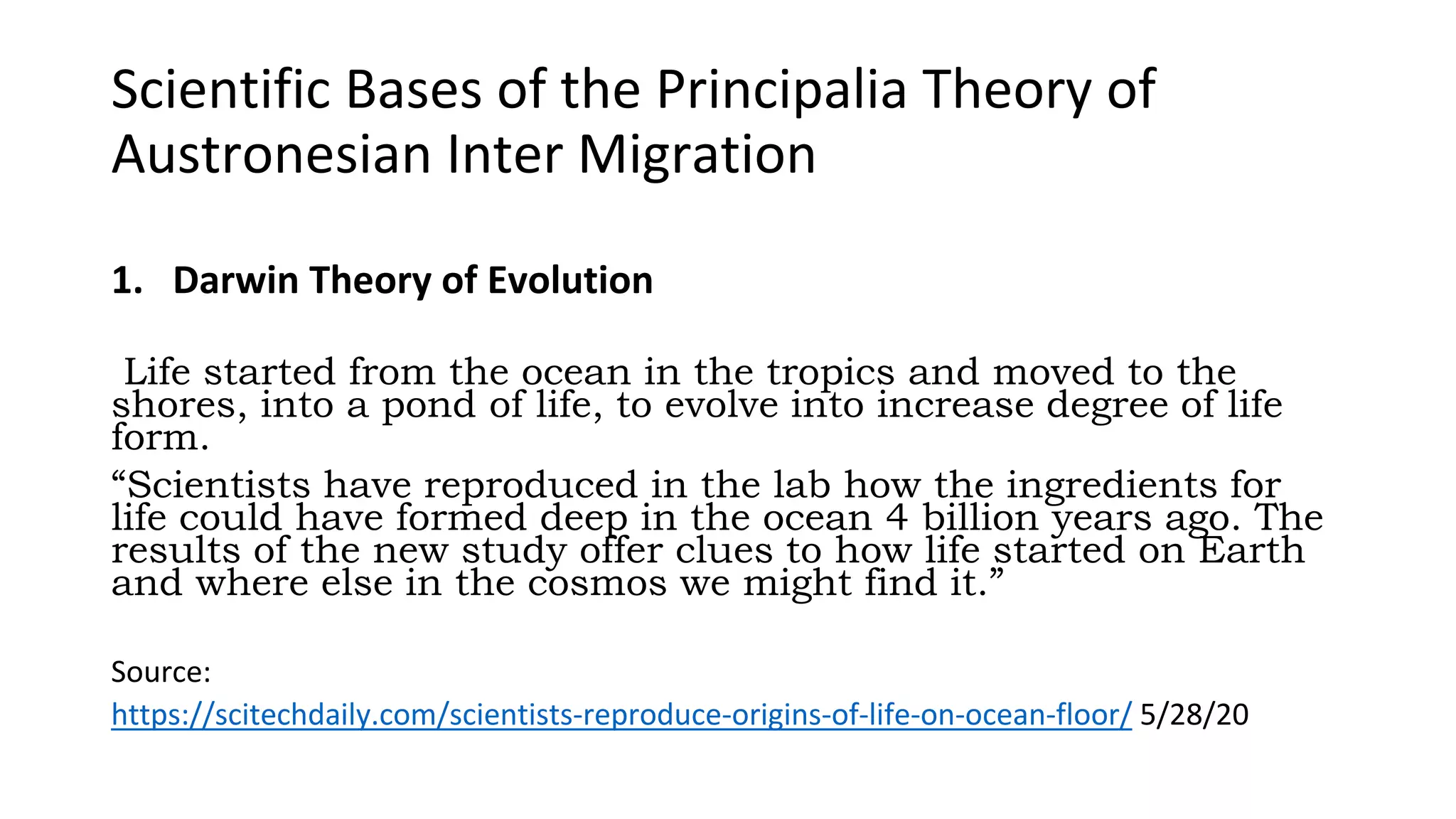A Proposed Principalia Theory of Austronesian Inter Migration | PPTX