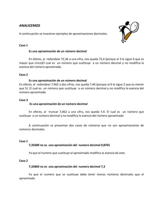 Aproximación de números decimales | PDF