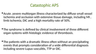 Antiphospholipid Syndrome In Haematology | PPTX