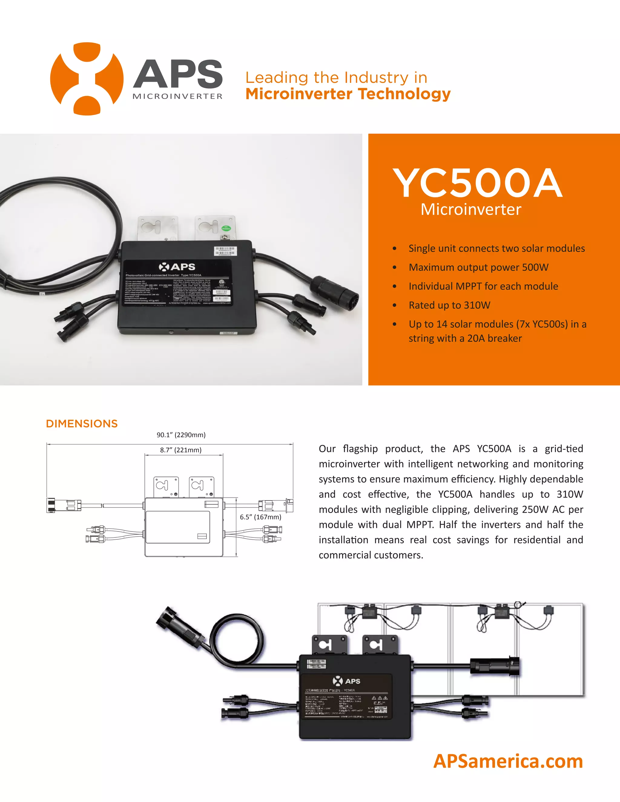 APS YC500 Micro Inverter Datasheet | PDF