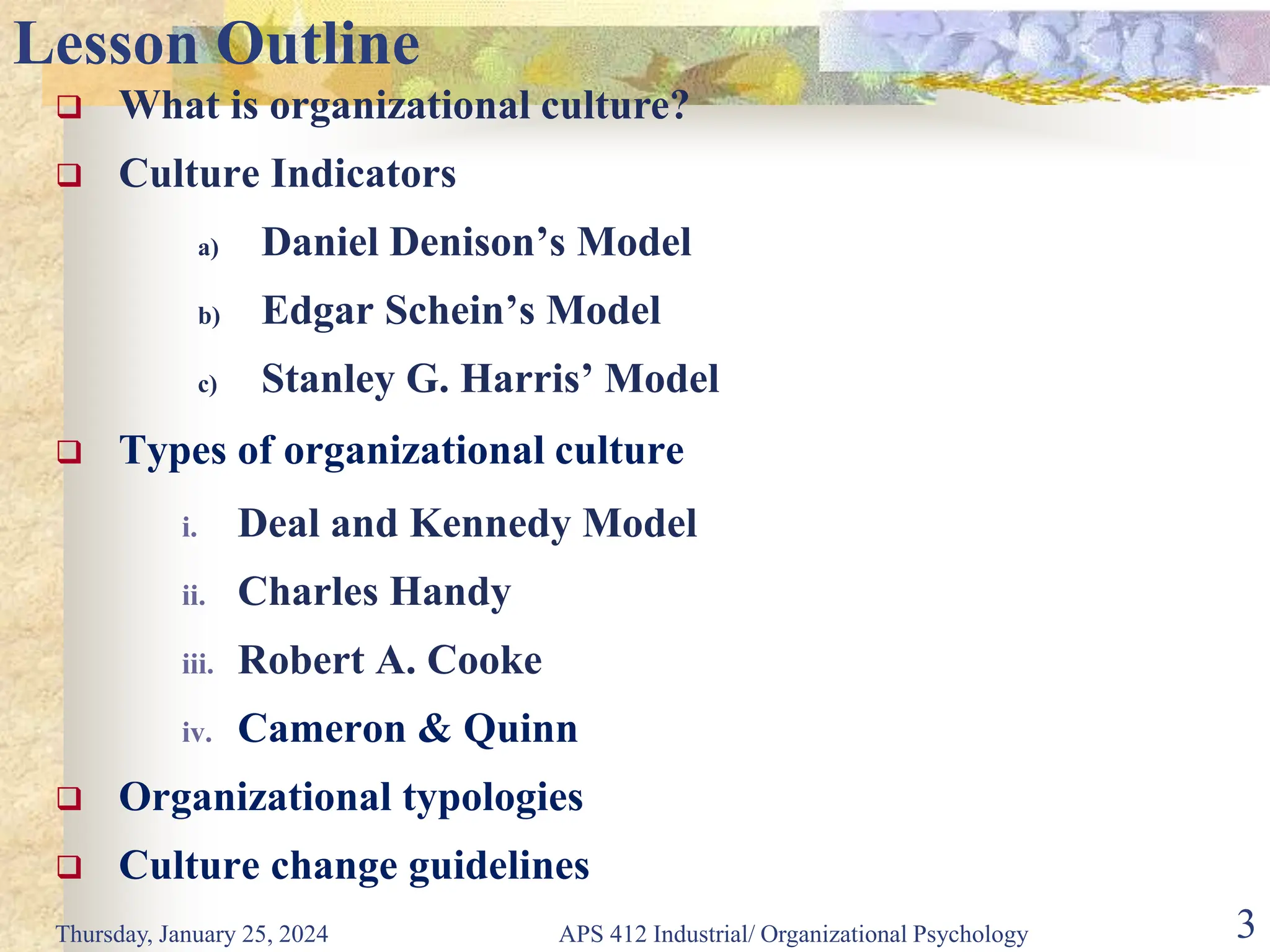 APS 412 LECTURE 7 ORGANIZATIONAL CULTURE.ppt