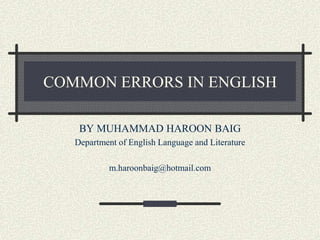 Common errors in English by haroon | PPT