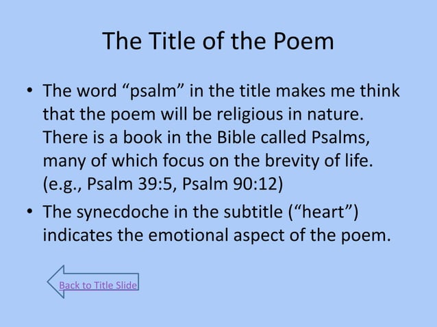 A psalm of life | PPTX | Spirituality | Religion & Spirituality