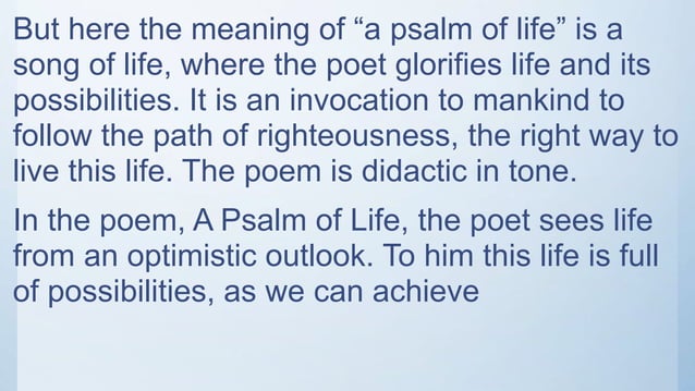 A Psalm Of Life by Henry Wadsworth Longfellow | PPTX | Spirituality ...