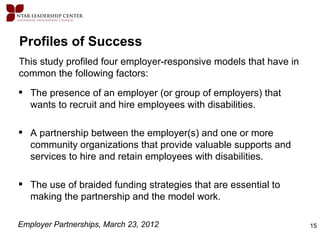 National Research on Partnerships with Employers | PPT | Human ...