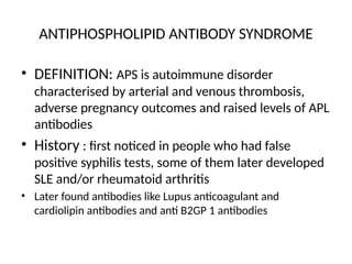 Anti Phospholipid Antibody Syndrome in Pregnancy | PPTX