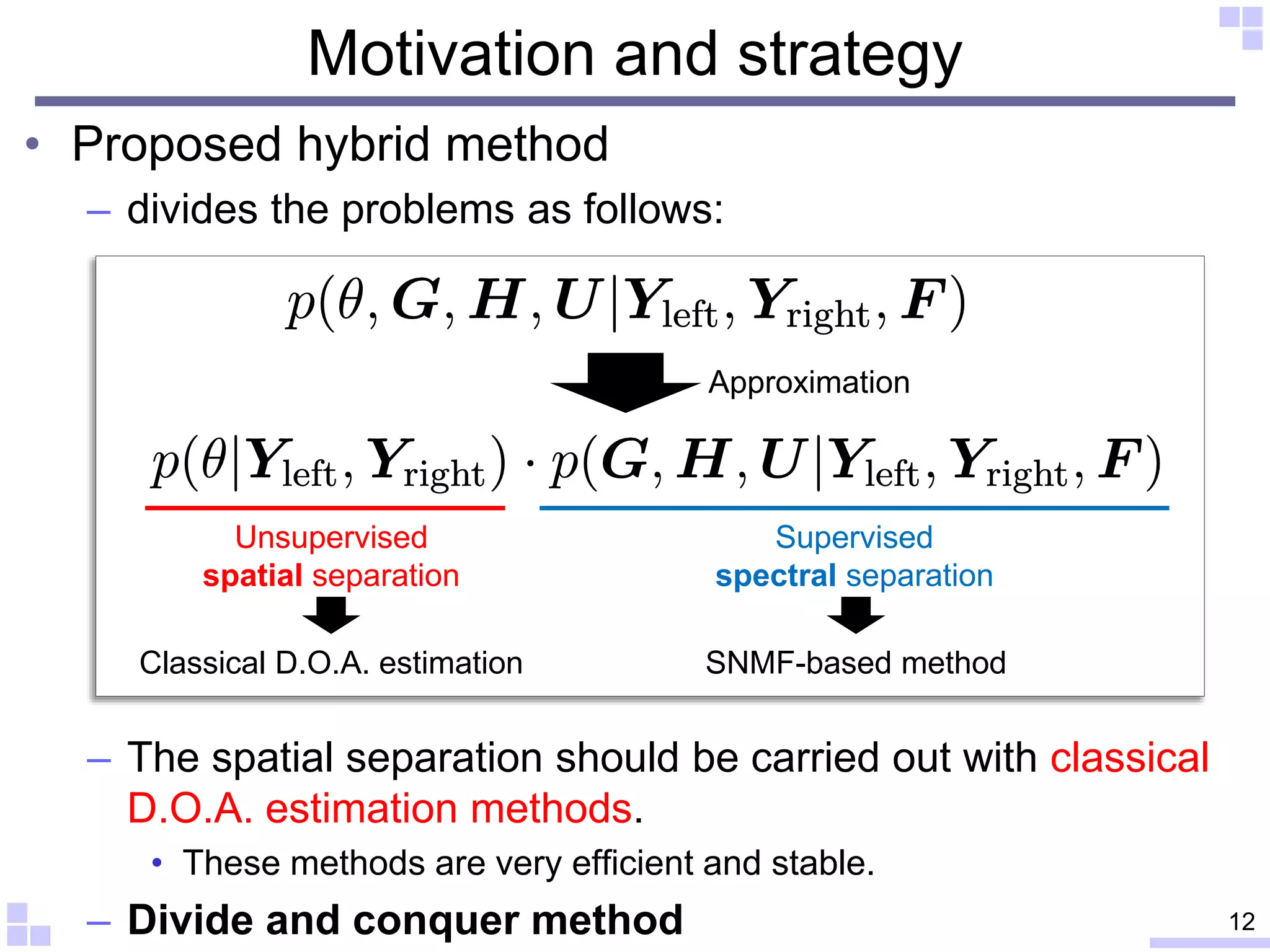 Hybrid multichannel signal separation using supervised nonnegative matrix factorization with ...