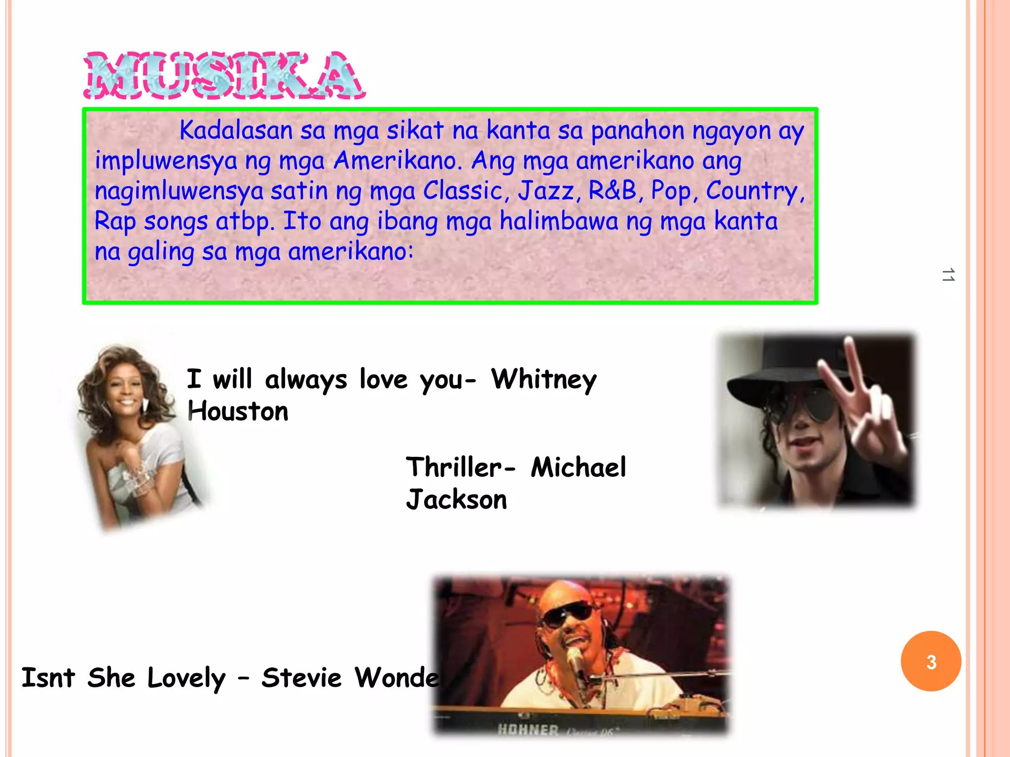 Mga Impluwensya ng Amerikano sa Pilipinas sa: Musika, Sining, Pananamit ...