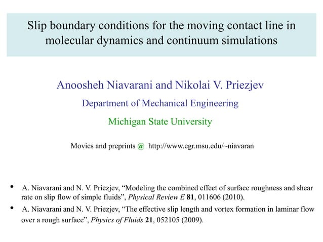 Slip boundary conditions for the moving contact line in molecular dynamics and continuum ...