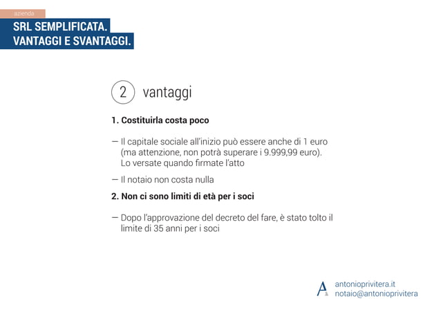 Srl semplificata: vantaggi e svantaggi | PPT