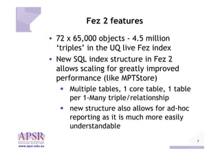 Fez Update: Fez 2 release, APSR outcomes, Research Assessment outcomes ...