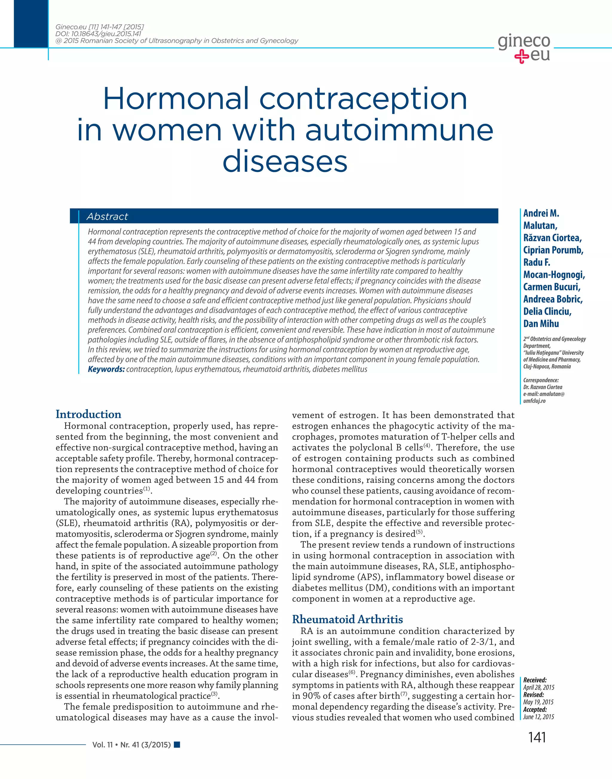 Aps sle contraception | PDF