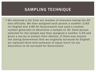 Ap statistics final project | PPTX