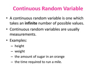 Discrete and Continuous Random Variables | PPTX