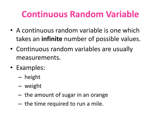 Discrete and Continuous Random Variables | PPTX