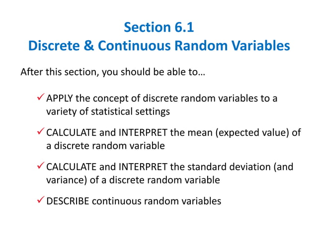 Discrete And Continuous Random Variables Ppt