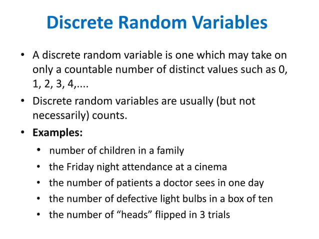 Discrete and Continuous Random Variables | PPTX