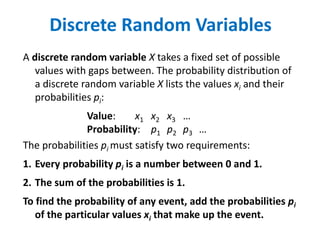Discrete and Continuous Random Variables | PPTX