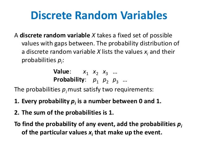 Discrete And Continuous Random Variables