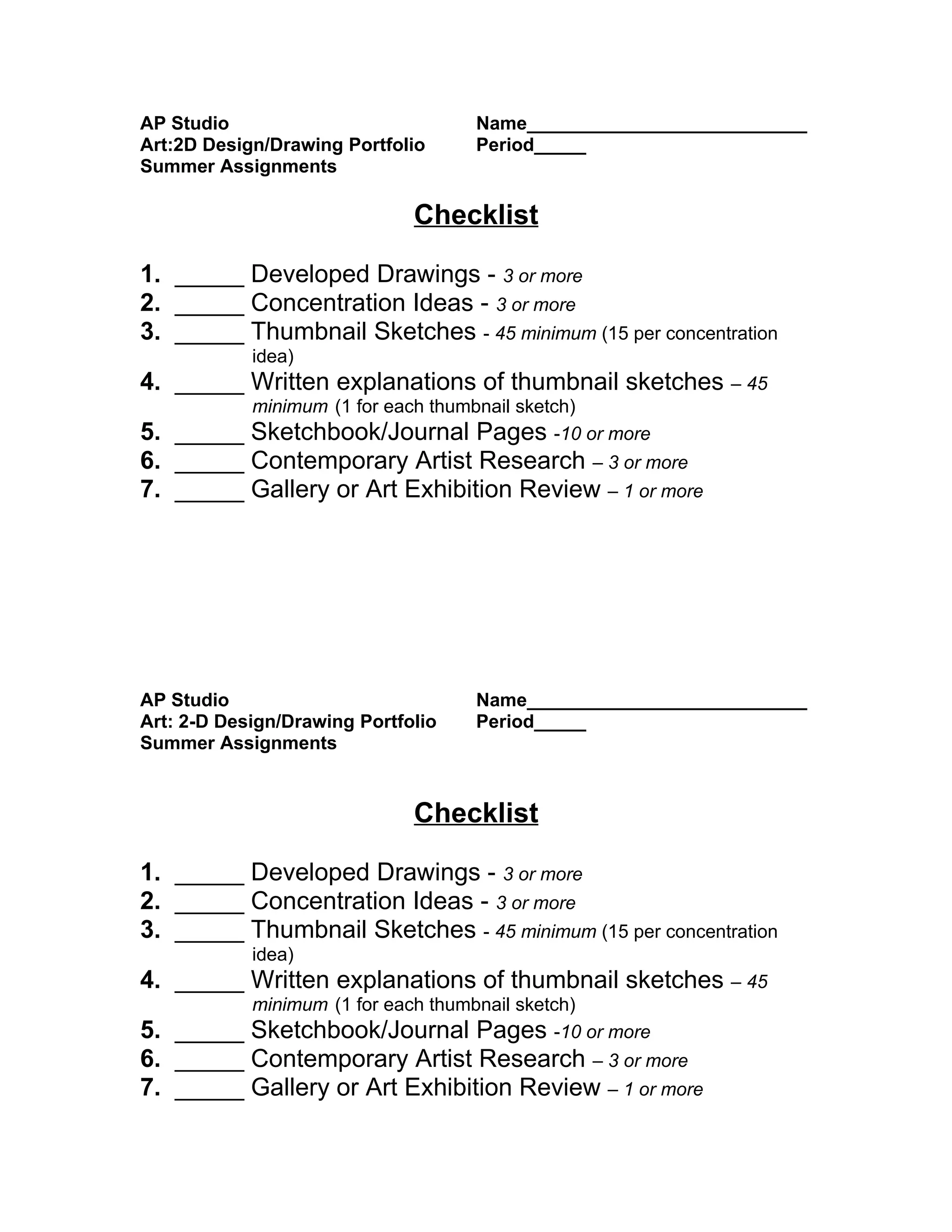 Ap studio art 2-d & drawing design summer assignment info. 2010 | PDF