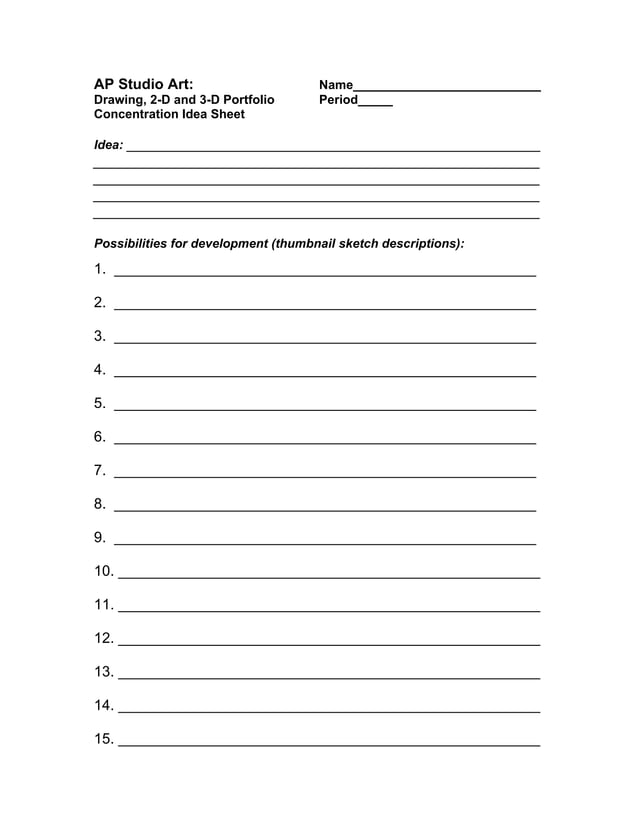 Ap studio art 3-d design summer assignment info. 2010 | PDF