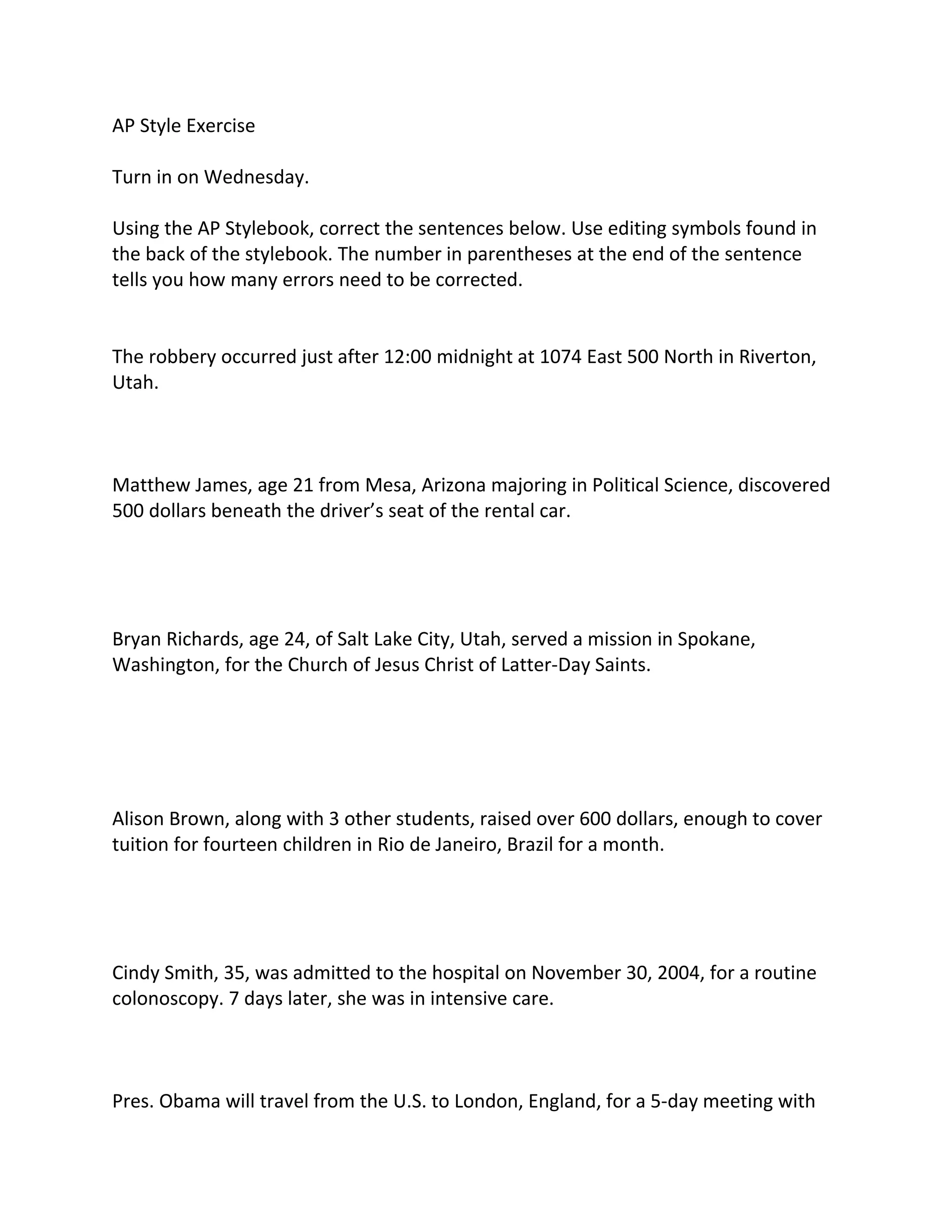 Ap style exercise | DOC