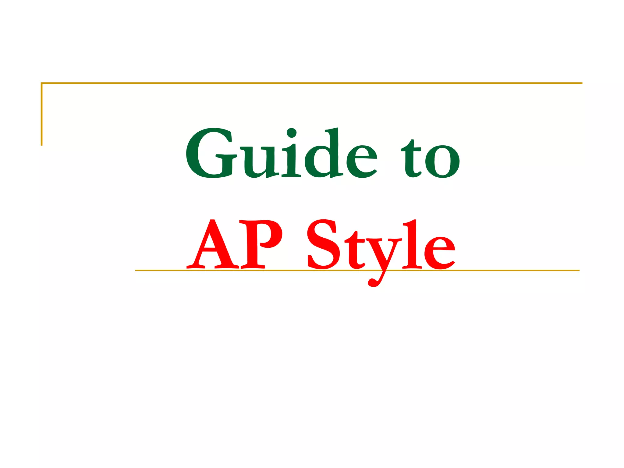 AP Style Guide | PDF