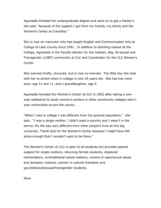 AP Style Newswriting sample - profile interview