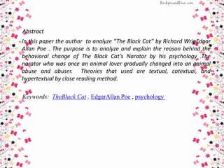 A psychoanlysis the black cat | PPTX