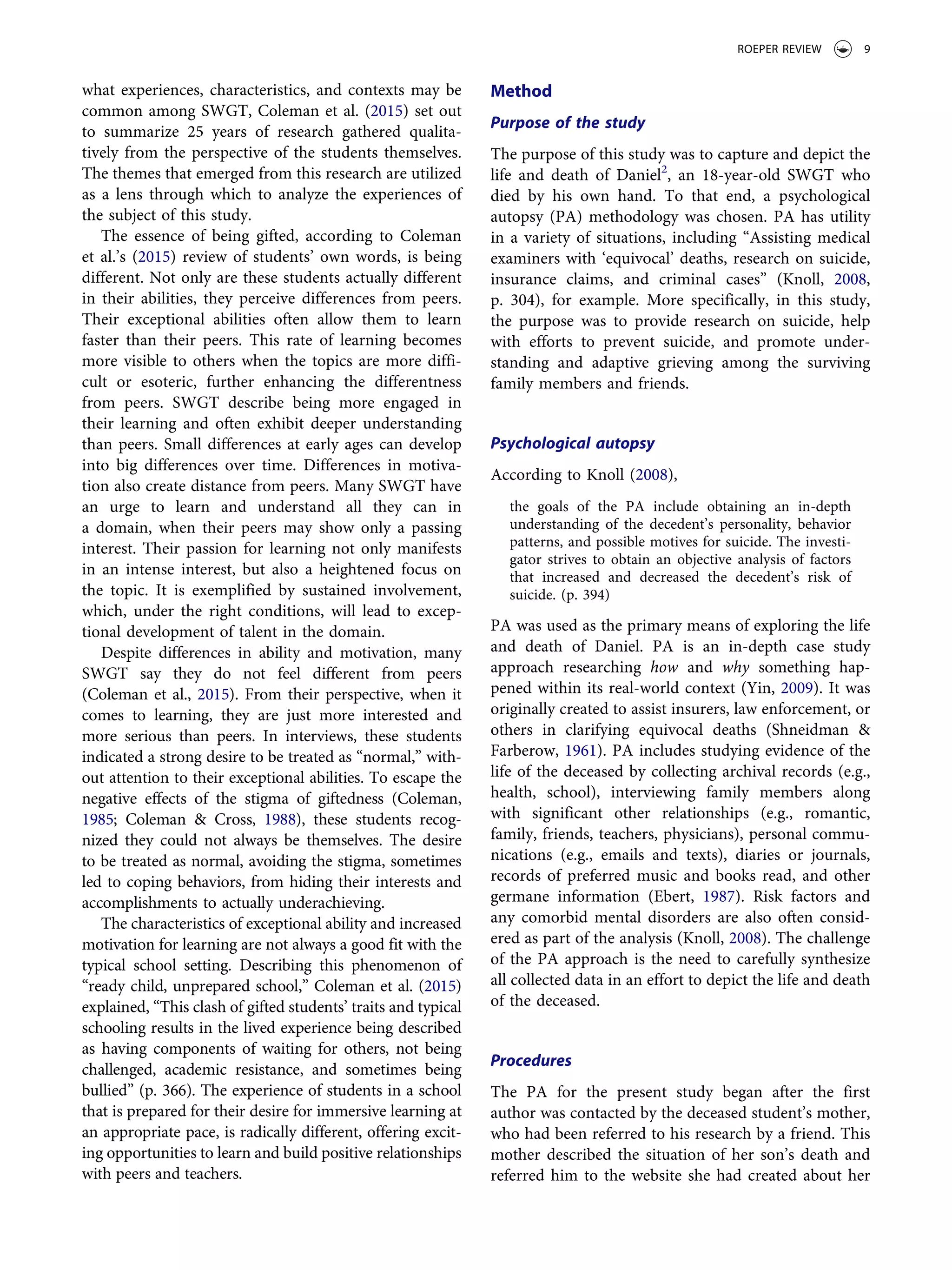 A psychological autopsy of an intellectually gifted student with ...