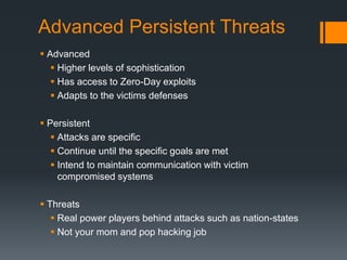 Persistence is Key: Advanced Persistent Threats | PPTX | Information ...