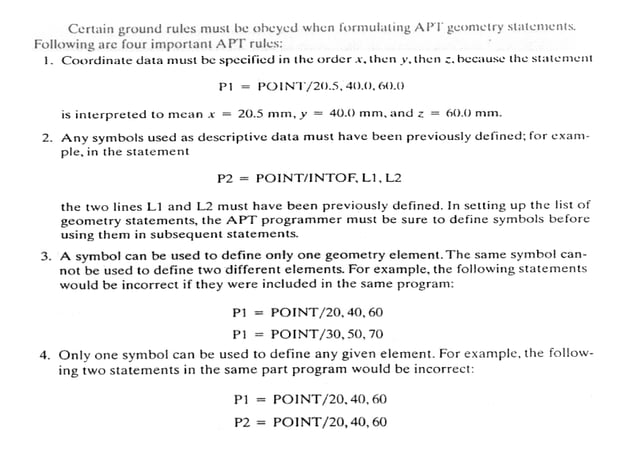 APT Programming in CAD CAM CIM for CNC programming | PDF | Programming Languages | Computing