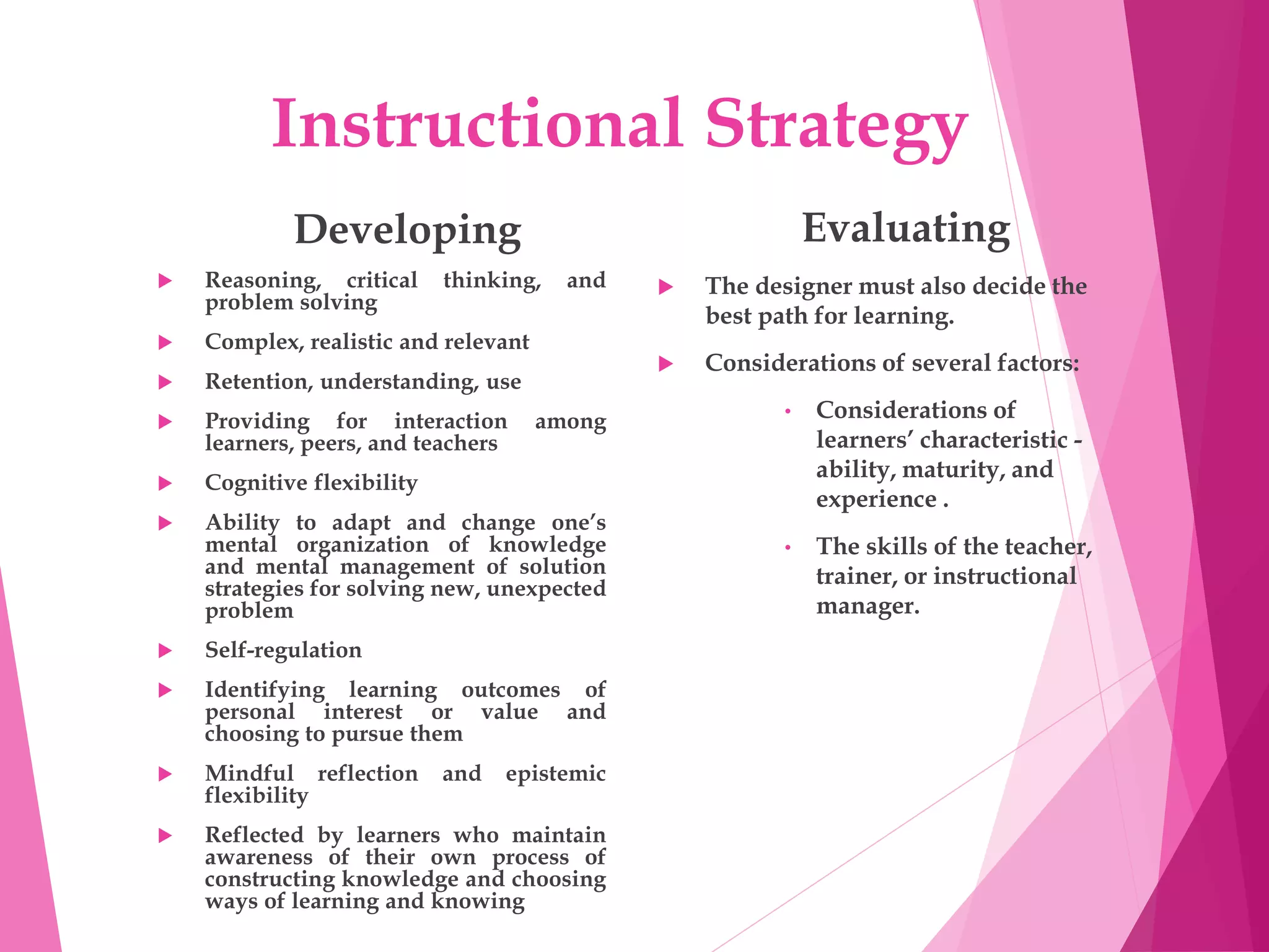 Chapter 8 Developing an Instructional Strategy | PPTX