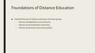 Definitions, History, and theories of distance education | PPT