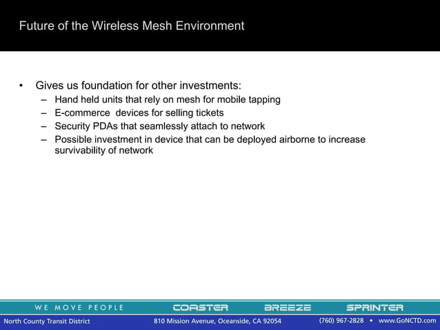 APTA Transitech Presentation- Commuter Rail Wireless Mesh | PPT