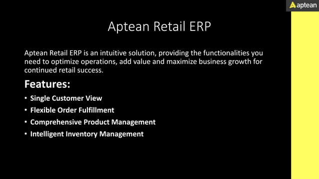 Aptean Enterprise Resource Planning System | PPT