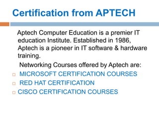 Aptech Chowringhee - Renowned Networking Institute in Kolkata | PPT