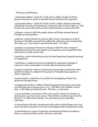 Ap terms and vocabulary | PDF