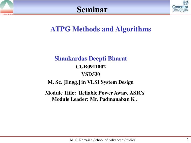 Atpg Methods And Algorithms