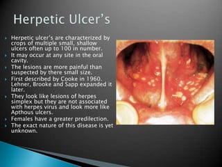 Management and Treatment of Recurrent Apthous ulcer’s | PPTX