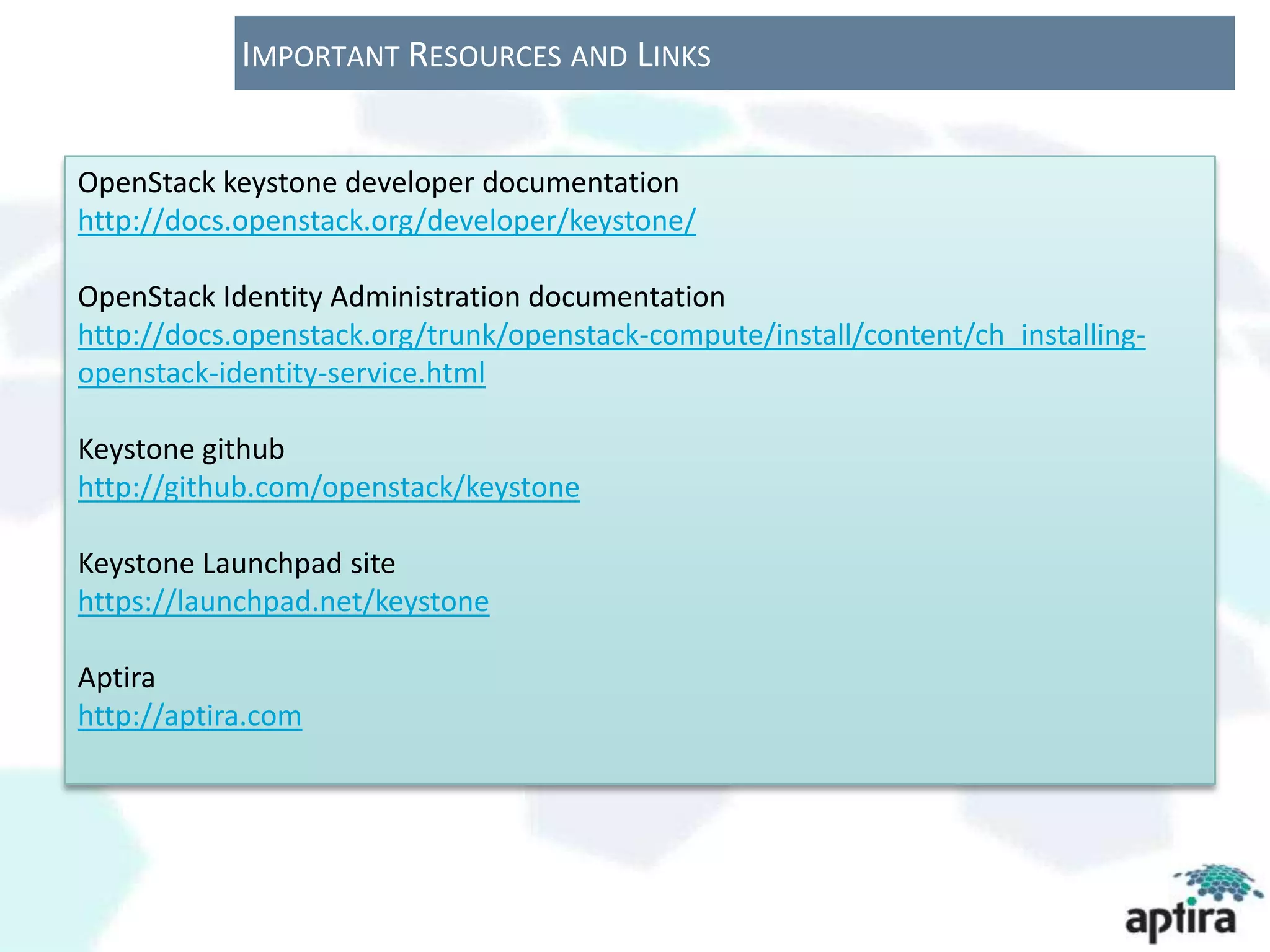 Aptira presents OpenStack keystone identity service | PPTX