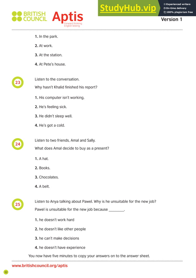 Aptis Practice Book - Web Version | PDF | Standardized Testing ...