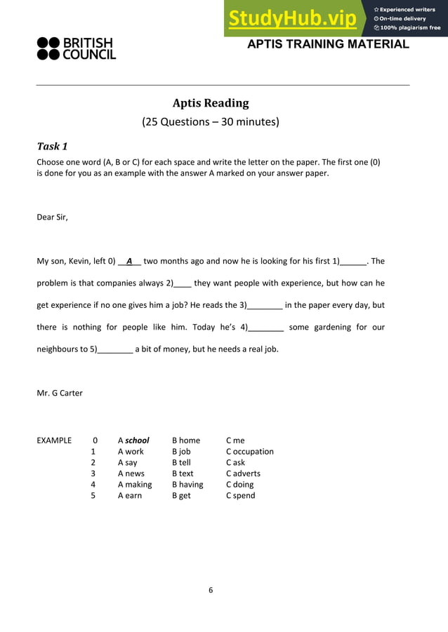 APTIS TRAINING MATERIAL | PDF