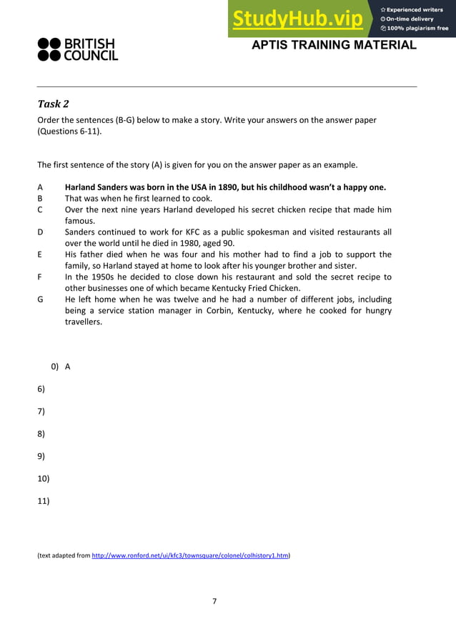 APTIS TRAINING MATERIAL | PDF